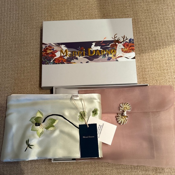 Merri Darno | Accessories | Silk Scarf Hand Embroidered Brand New In ...
